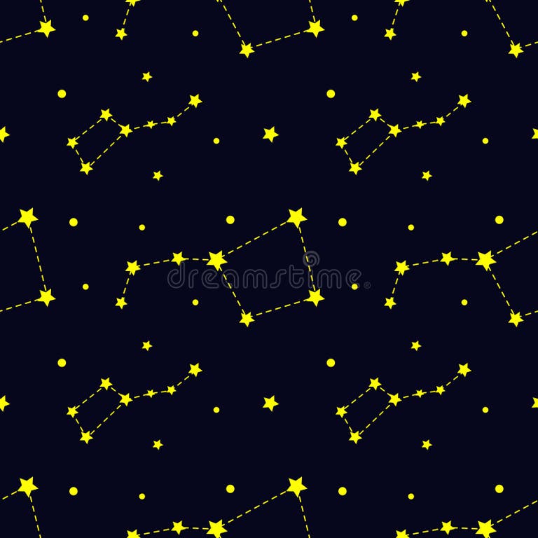 Vector Seamless Pattern Constellation Ursa Major in Doodle. Stock ...
