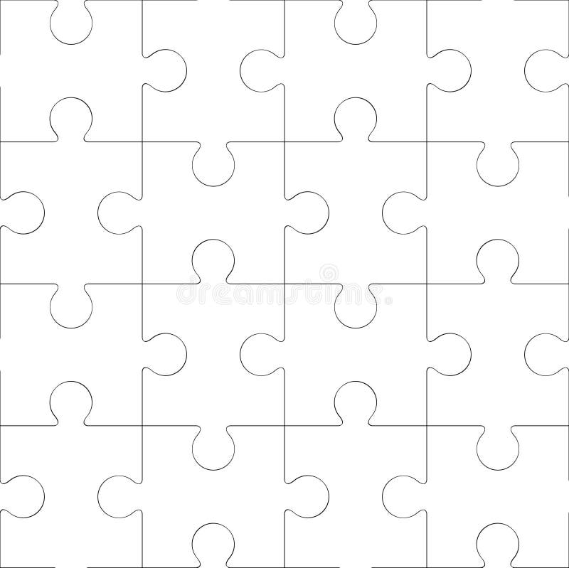 Vector Seamless Pattern of Contour Puzzles on White Background. Outline ...