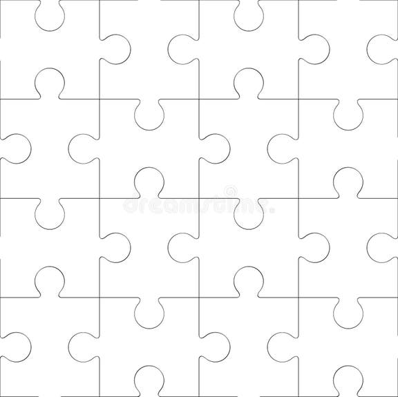 Vector Seamless Pattern of Contour Puzzles on White Background. Outline ...