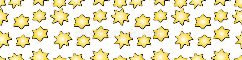 Vector Seamless Pattern with Contour Yellow Stars Isolated on White ...
