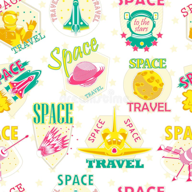 Vector Seamless Pattern of Cosmic Icons Stock Vector - Illustration of ...