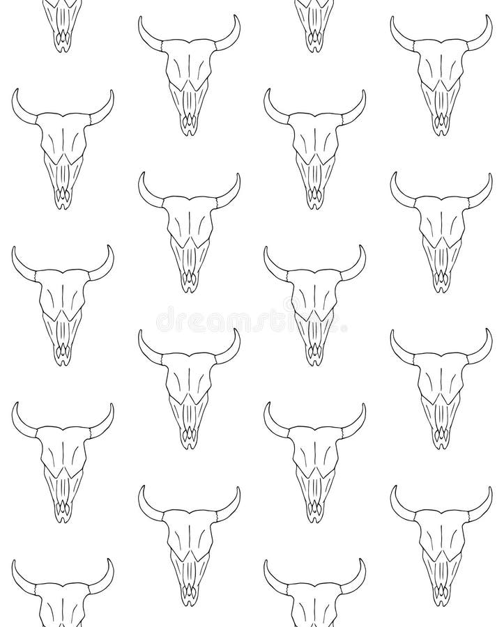 Vintage Cow Skull Pattern Stock Illustrations – 279 Vintage Cow Skull ...