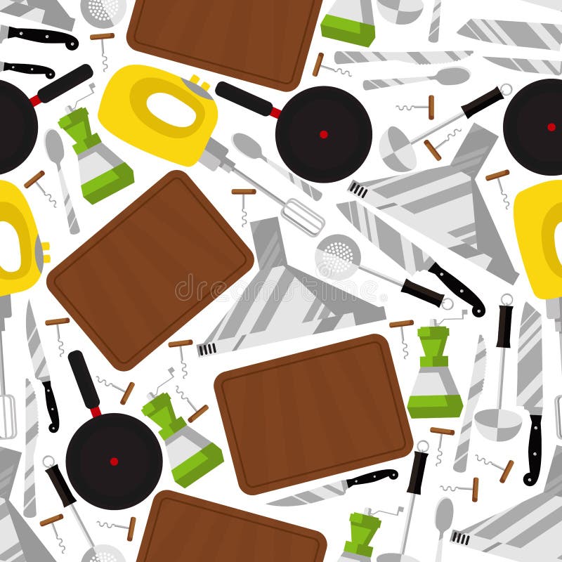 Vector Seamless Pattern with Culinary Elements Stock Illustration ...