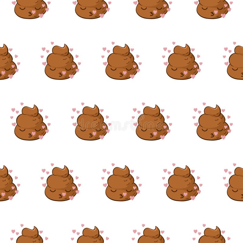 Vector Seamless Pattern with Cute Poop in Love. Stock Vector ...