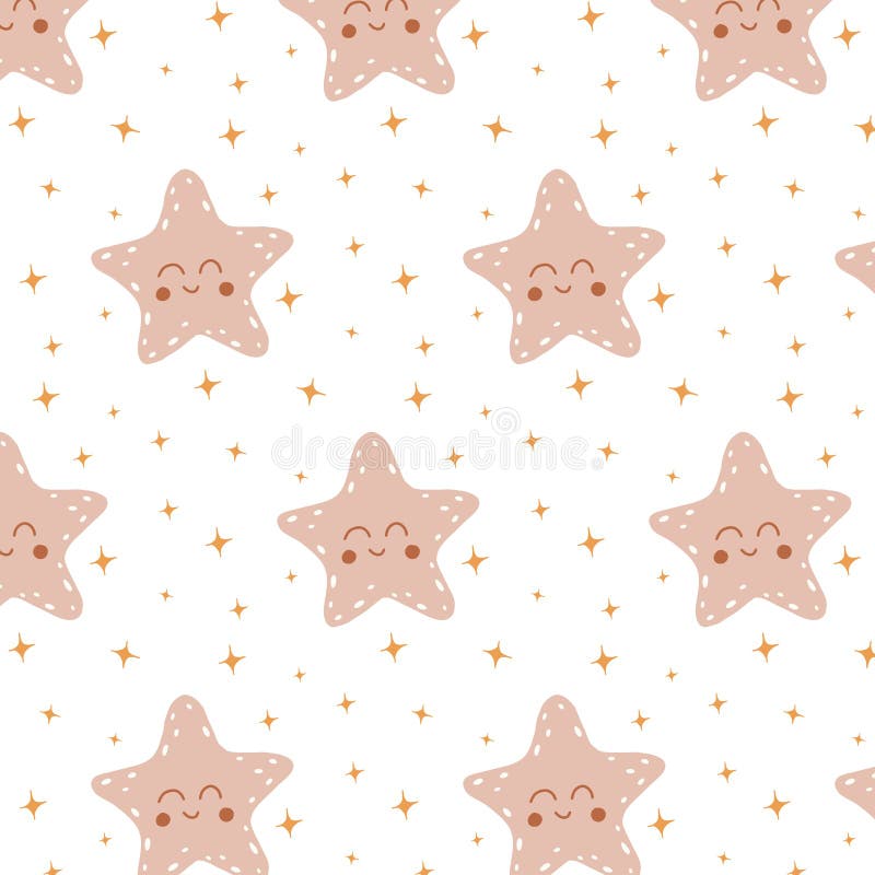 Vector Seamless Pattern with Star in Boho Style. Stock Vector ...