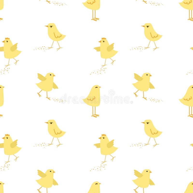 Seamless Pattern with Little Chickens on a White Background . a Fun ...