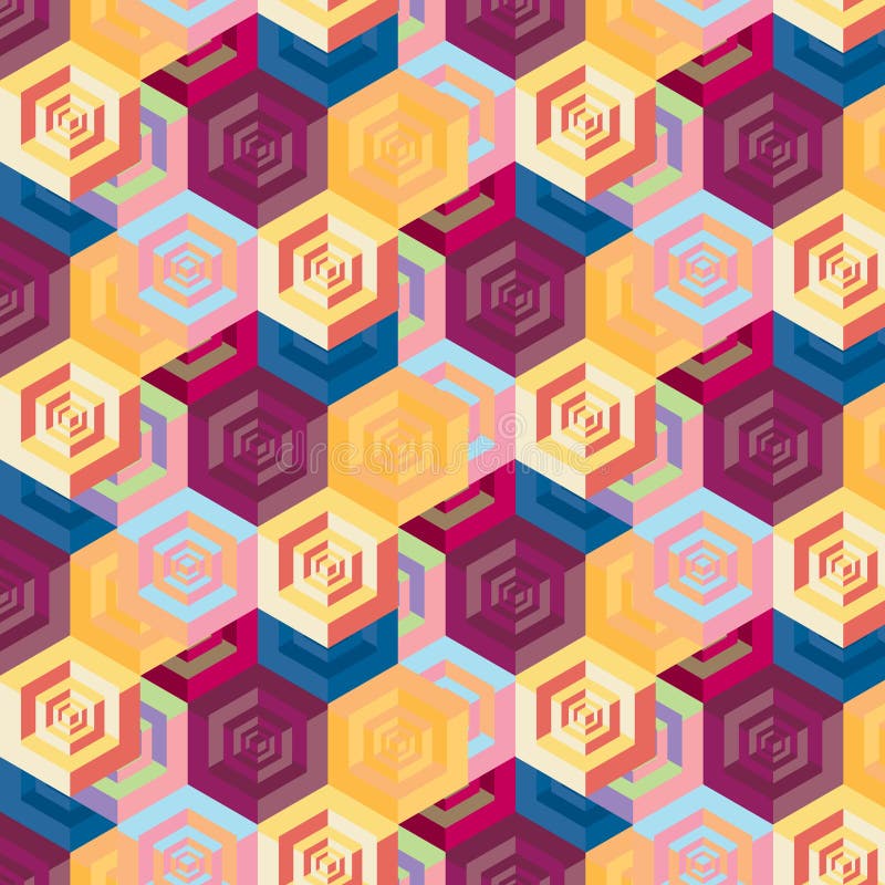 Vector Seamless Pattern with 3d Cube Polygons, Colorful Geometric ...