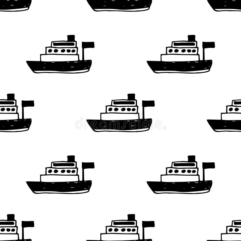 Vector Seamless Pattern of a Deck Boat . Stock Vector - Illustration of ...