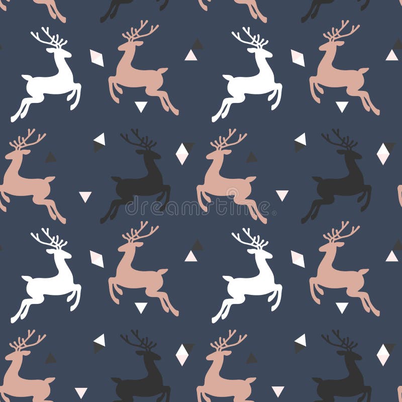 Vector Seamless Pattern with Deer and Triangles. Background for ...
