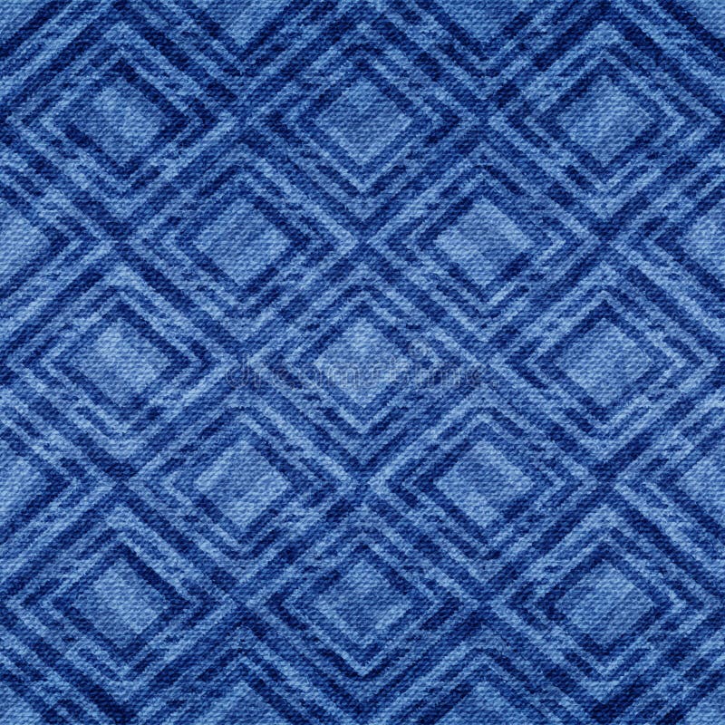 Denim Indigo Blue Woven Texture Vintage Natural Dye Printed Cotton