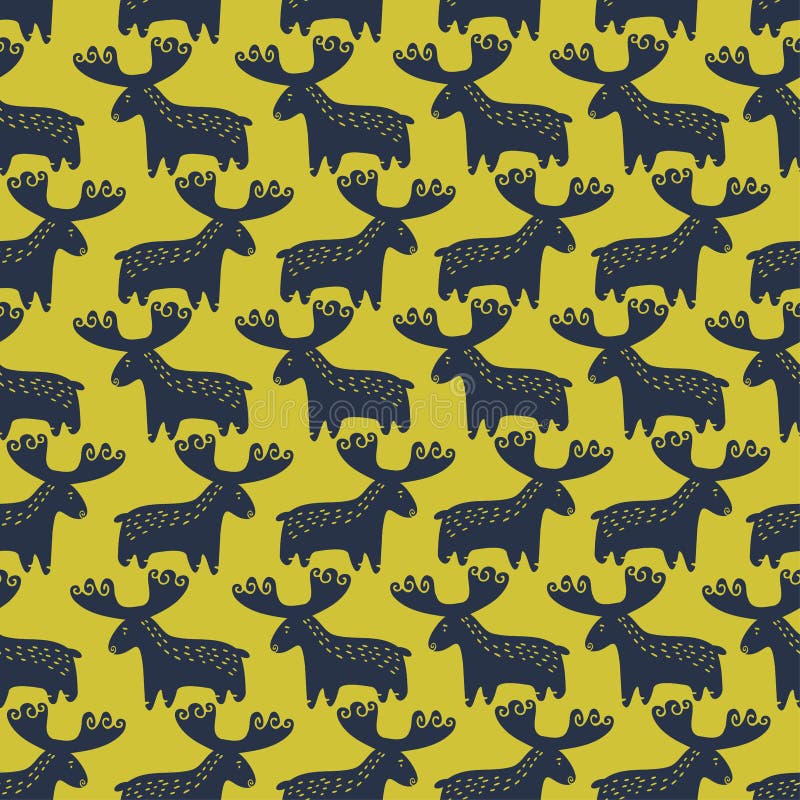 Vector Seamless Pattern Design of Abstract Nordic Moose Silhouettes in ...