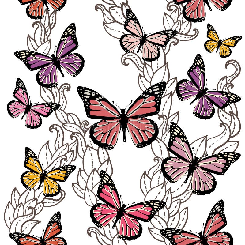 Vector Seamless Pattern Design with Butterflies Stock Vector ...