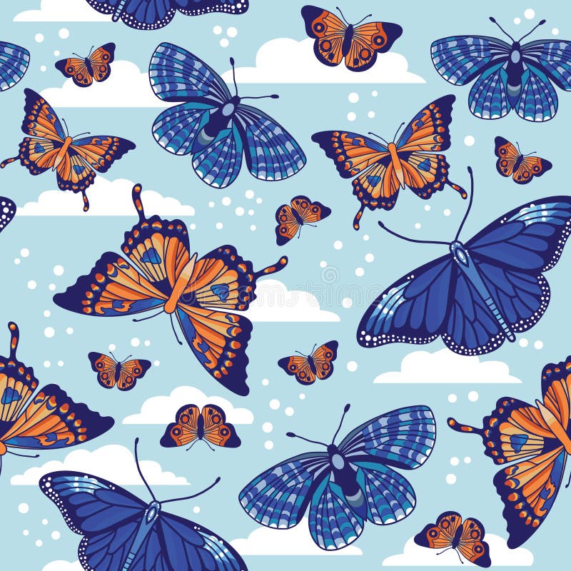 Vector Seamless Pattern Design with Butterflies Stock Vector ...