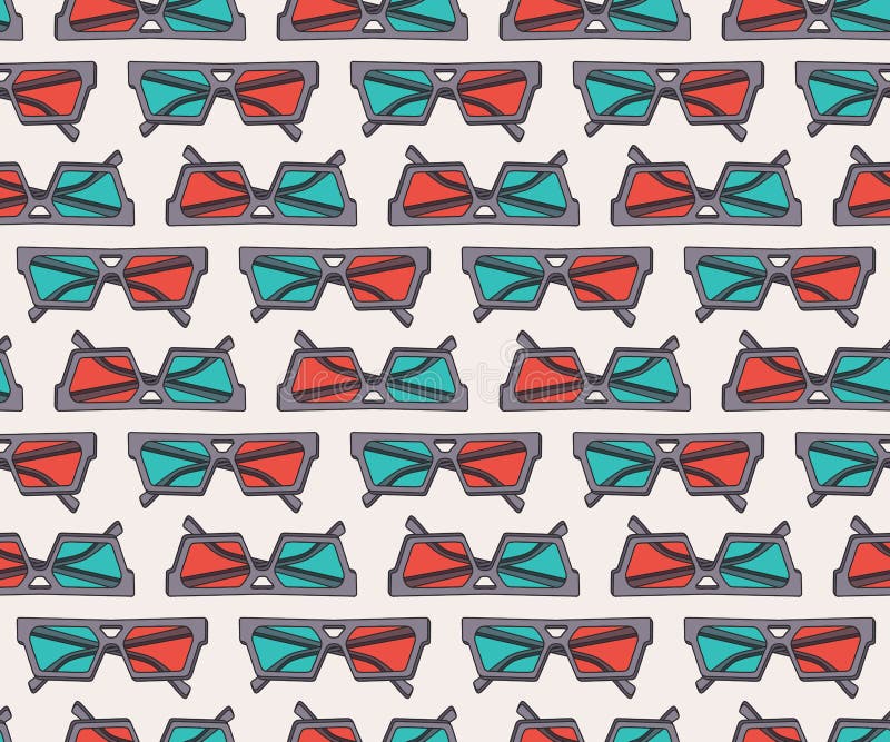 Vector Seamless Pattern Design with 3d Glasses Stock Vector ...