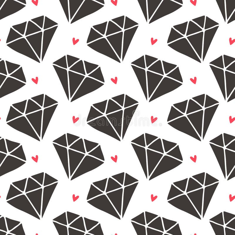 Vector Seamless Pattern. Diamond in Doodle Style. Hand Drawing. Stock ...