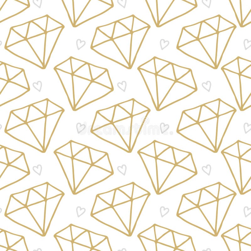 Vector Seamless Pattern. Diamond in Doodle Style. Hand Drawing. Stock ...