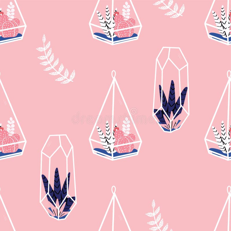 Vector Seamless Pattern with Different Cactus.Block Print Art Folk ...