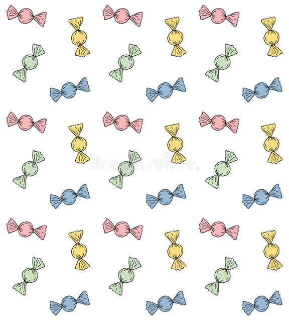 Vector Seamless Pattern of Different Candy Stock Vector - Illustration of cute, flat: 356324043
