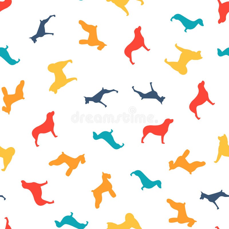 Vector Seamless Pattern of Color Dogs Stock Vector - Illustration of ...