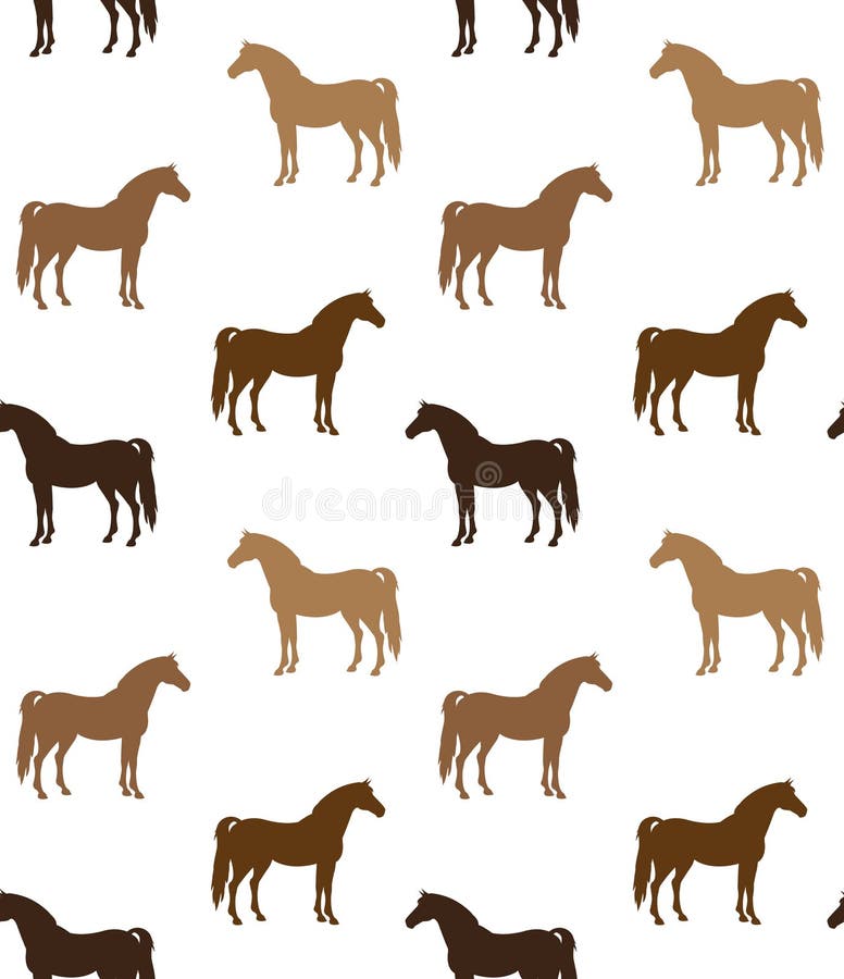 Vector Seamless Pattern of Different Color Horse Stock Illustration ...