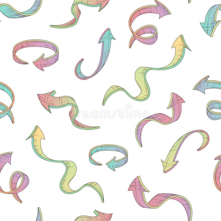 Vector Seamless Pattern with Different Colorful Sinuous Arrows with ...
