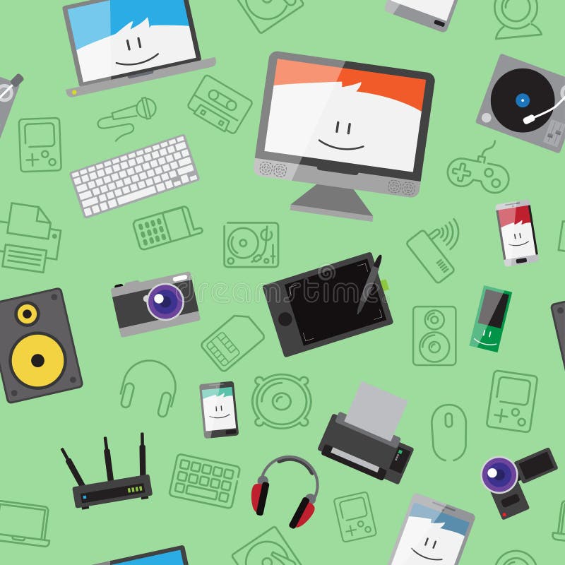 Vector Seamless Pattern with Different Gadgets Stock Vector ...