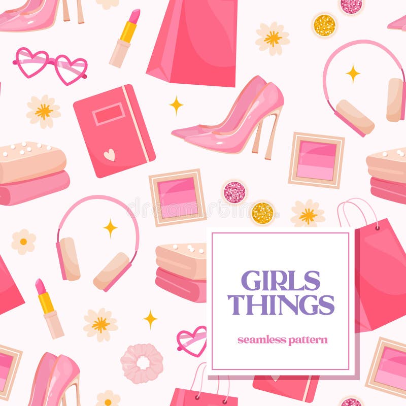 Seamless Pattern with Different Girls Things Stock Vector ...