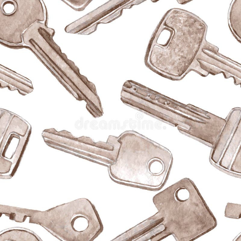Vector Seamless Pattern with Different Keys Stock Vector - Illustration ...