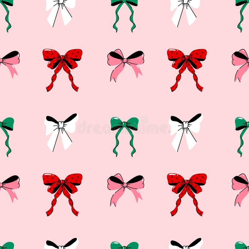 Seamless Pattern with Different Shapes of Bows. Perfect for Holiday and ...
