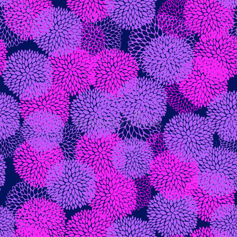 Vector Seamless Pattern with Doodling Round Flowers. Stock Vector ...