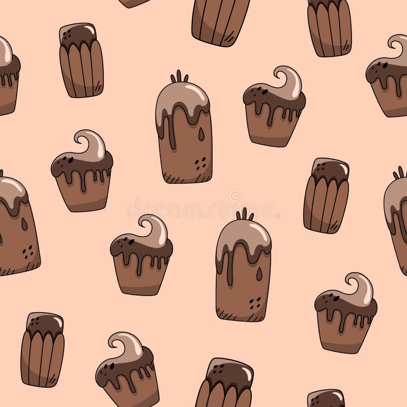 Vector Seamless Pattern with Easter Cakes. Doodle Style. Stock Illustration - Illustration of ...