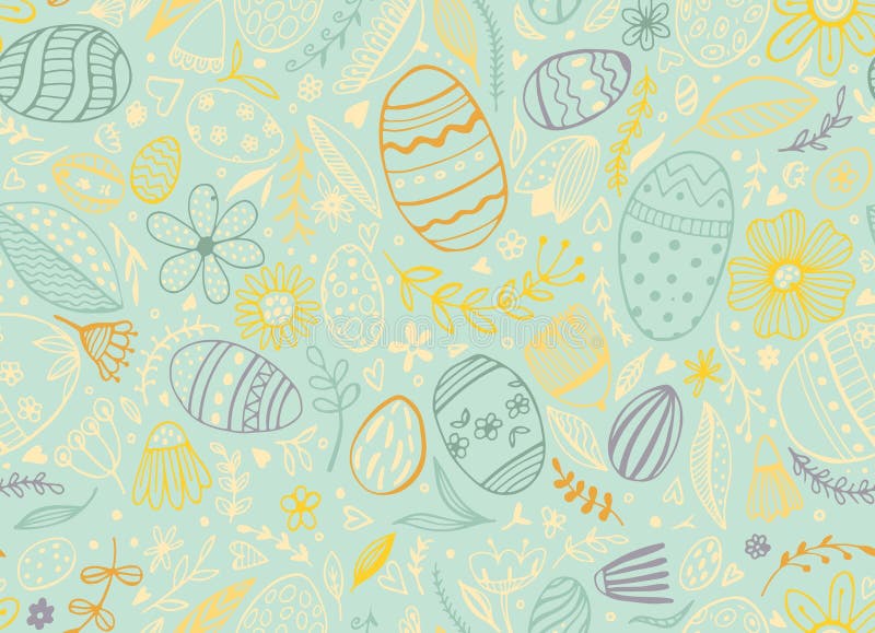 Vector Seamless Pattern from Easter Eggs and Flowers. Easter Eggs. Traditional Easter Ornament ...