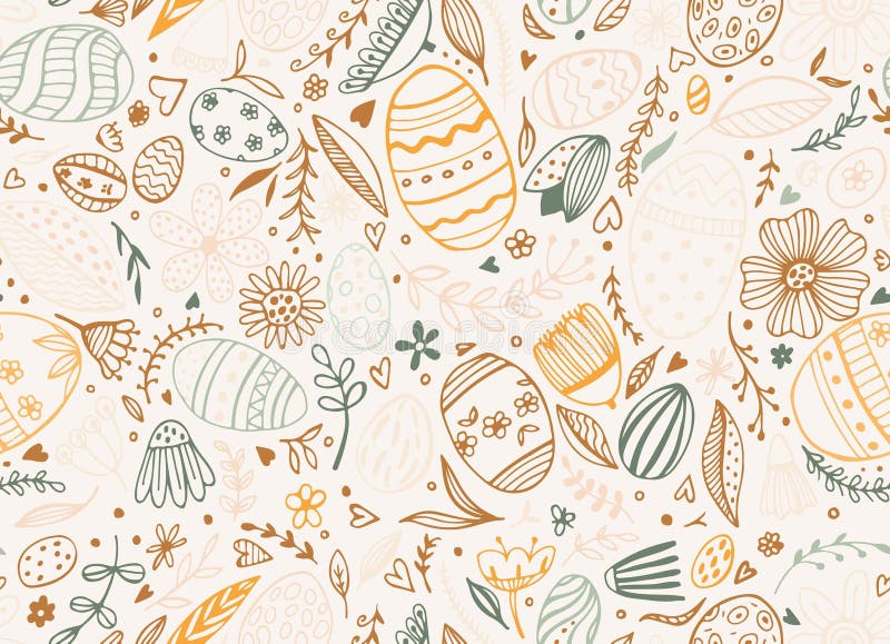 Vector Seamless Pattern from Easter Eggs and Flowers. Easter Eggs. Traditional Easter Ornament ...