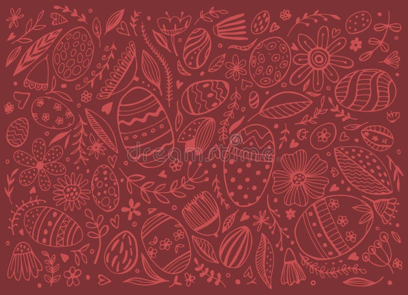 Vector Seamless Pattern from Easter Eggs and Flowers. Easter Eggs. Traditional Easter Ornament ...