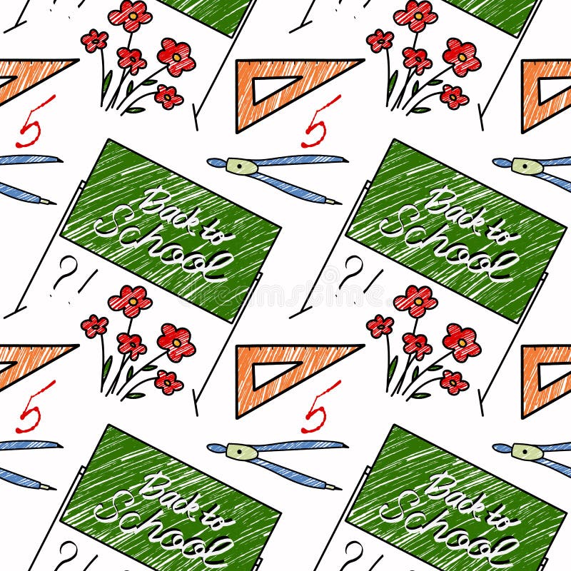 Vector Seamless Pattern Elements Back To School Stock Vector ...
