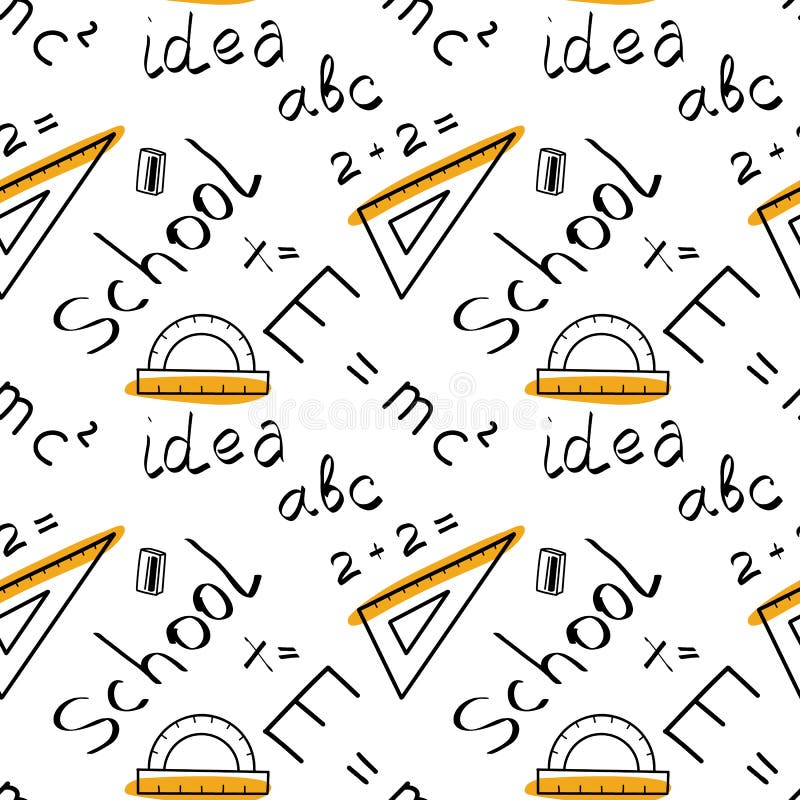 Vector Seamless Pattern Elements Back To School Stock Vector - Illustration of stationery ...
