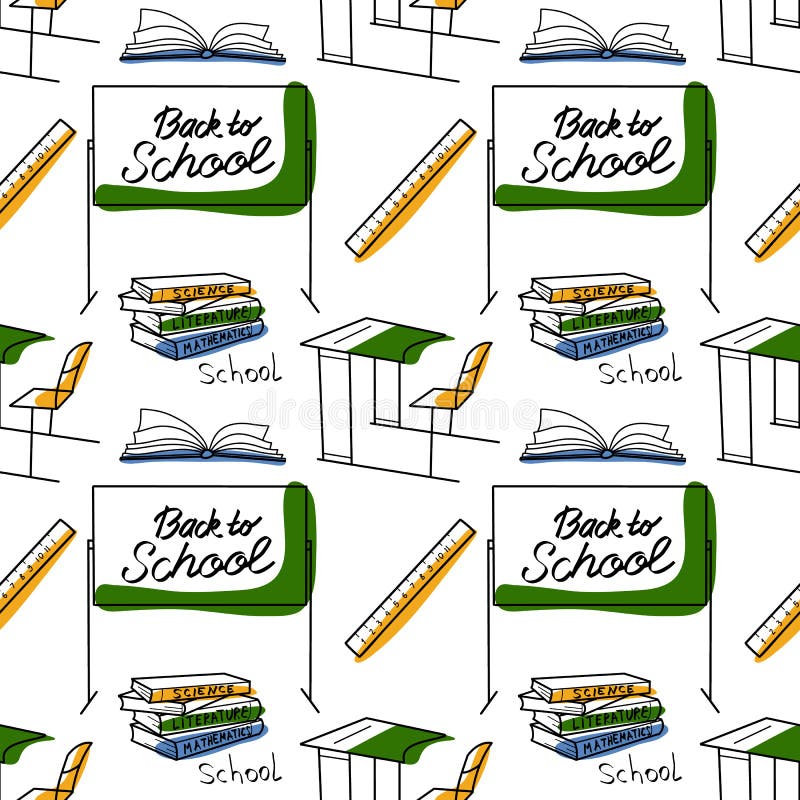 Vector Seamless Pattern Elements Back To School Stock Vector ...