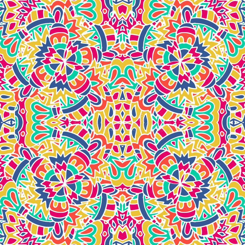 Vector Seamless Pattern. Ethnic Geometric Print. Colorful Repeating ...