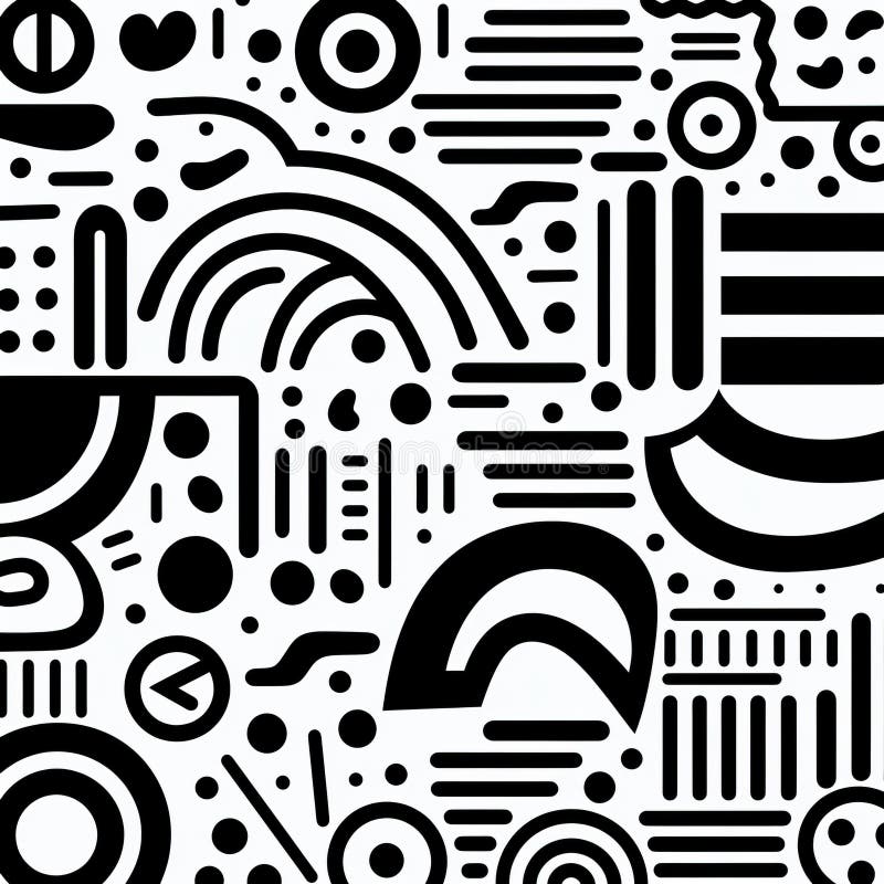 Abstract Black and White Background with Bold Linework and Geometric ...
