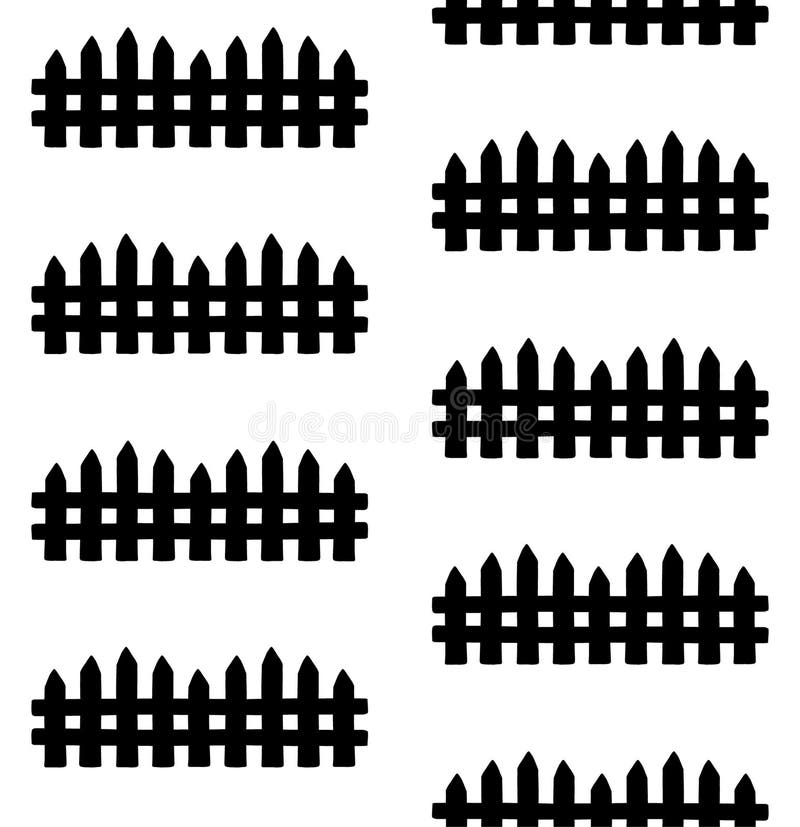 Vector Seamless Pattern of Fence Silhouette Stock Vector - Illustration ...