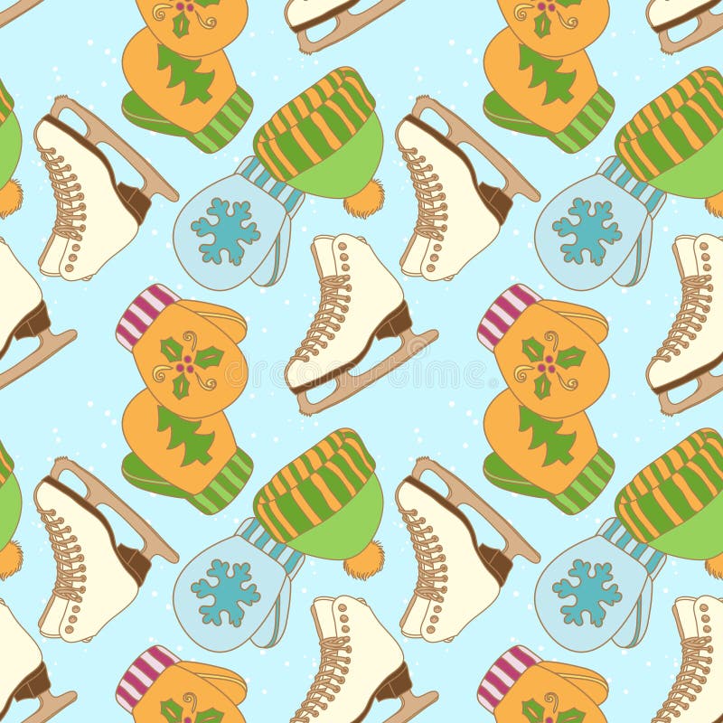 Vector Seamless Pattern with Figure Ice Skates Stock Vector ...