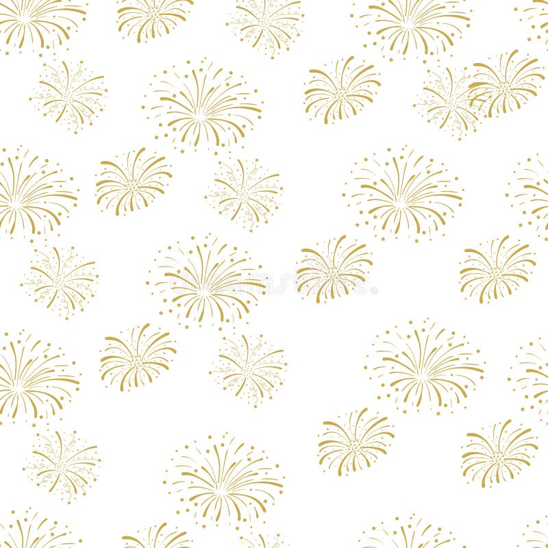 Vector Seamless Pattern, Fireworks Background, Golden Fire Cracker ...