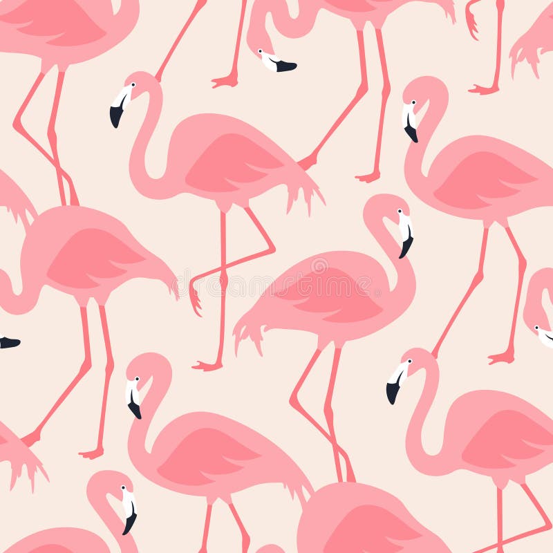 Vector Seamless Pattern with Flamingos Stock Vector - Illustration of ...