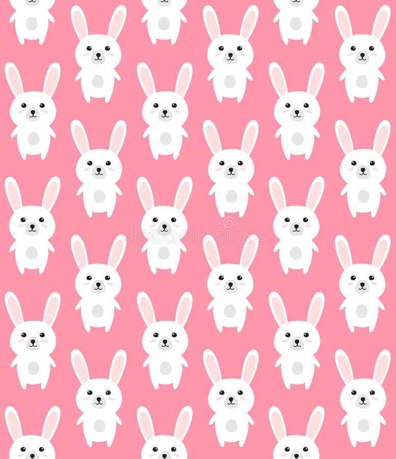 Vector Seamless Pattern of Flat Bunny Rabbit Stock Vector ...