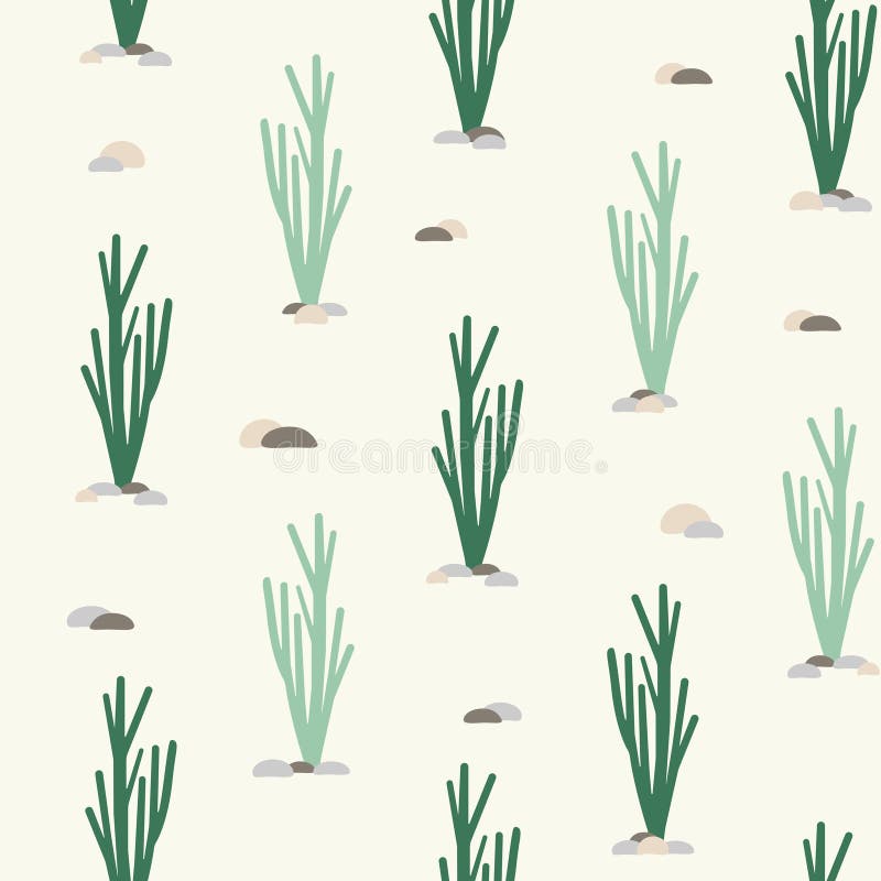 Vector Seamless Pattern with Flat Cactus. Texture with Green High Cacti ...