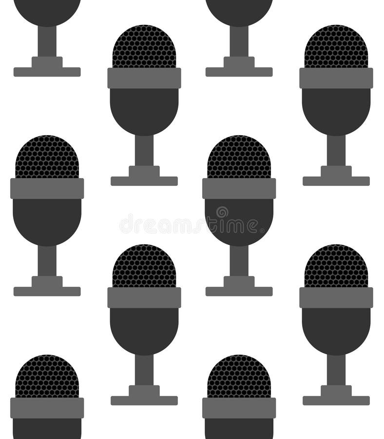 Vector Seamless Pattern of Flat Cartoon Microphone Stock Illustration ...