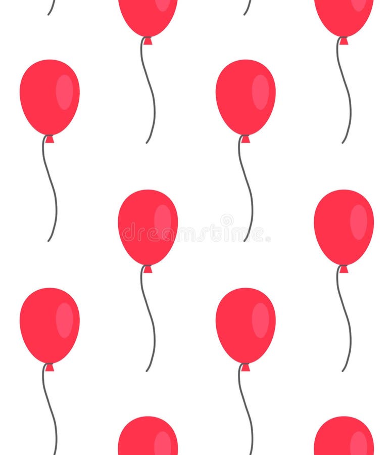 Vector Seamless Pattern of Flat Cartoon Red Baloon Stock Vector ...