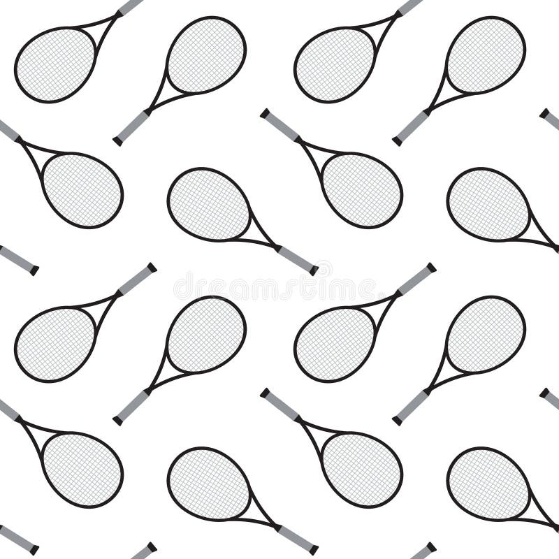 Vector Seamless Pattern of Flat Tennis Racket Stock Illustration ...