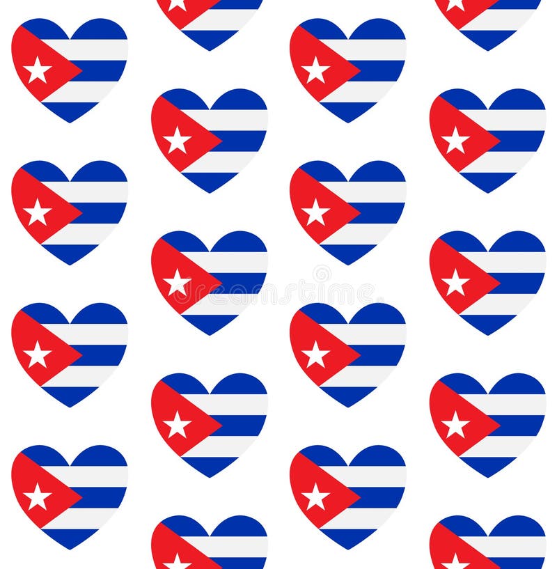 Vector Seamless Pattern of Flat Cuba Flag Heart Stock Vector ...