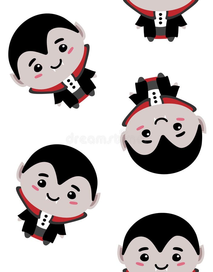 Vector Seamless Pattern of Flat Cute Vampire Stock Vector ...